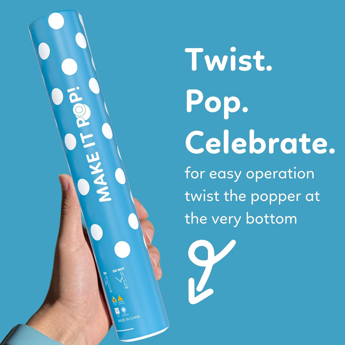 2 Pack Blue Powder Cannon Poppers (12 Inch)