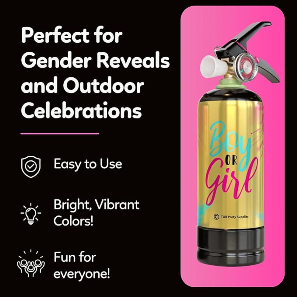 Pink Baby Gender Reveal Fire Extinguisher - Eco-Friendly Powder Spray